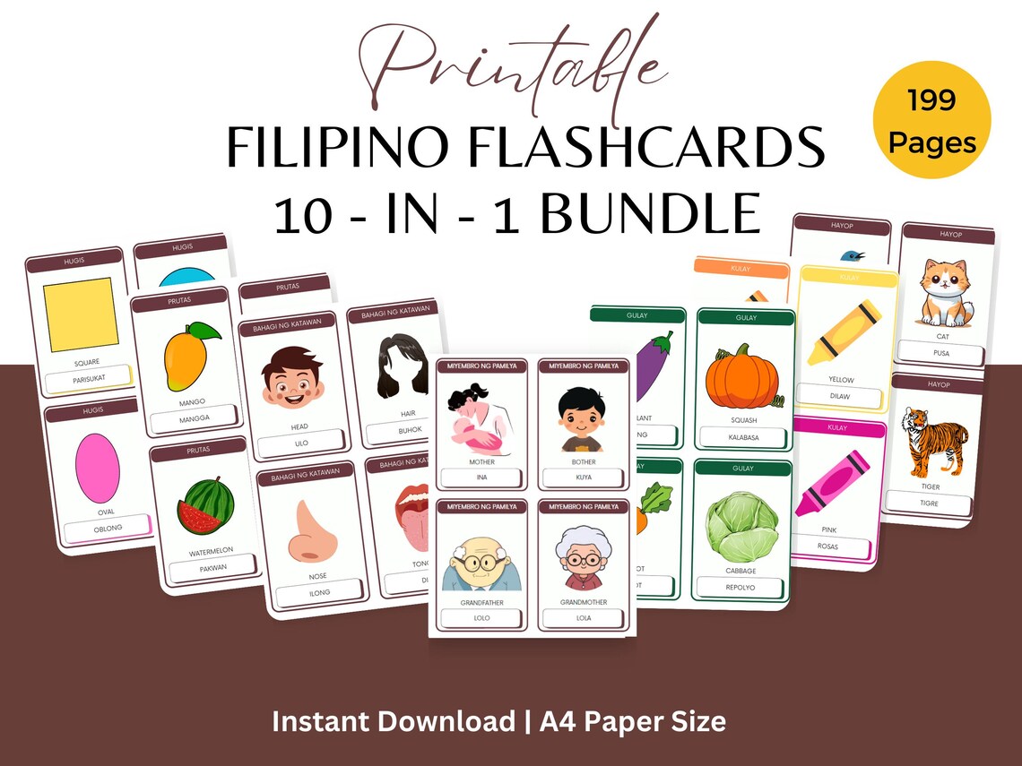 Tagalog Flashcards, Learn Tagalog Easily With Flashcards -digital ...