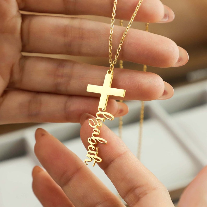 Minimalist Gold Cross Necklace, Modern Cross Necklace, Cross Pendant ...