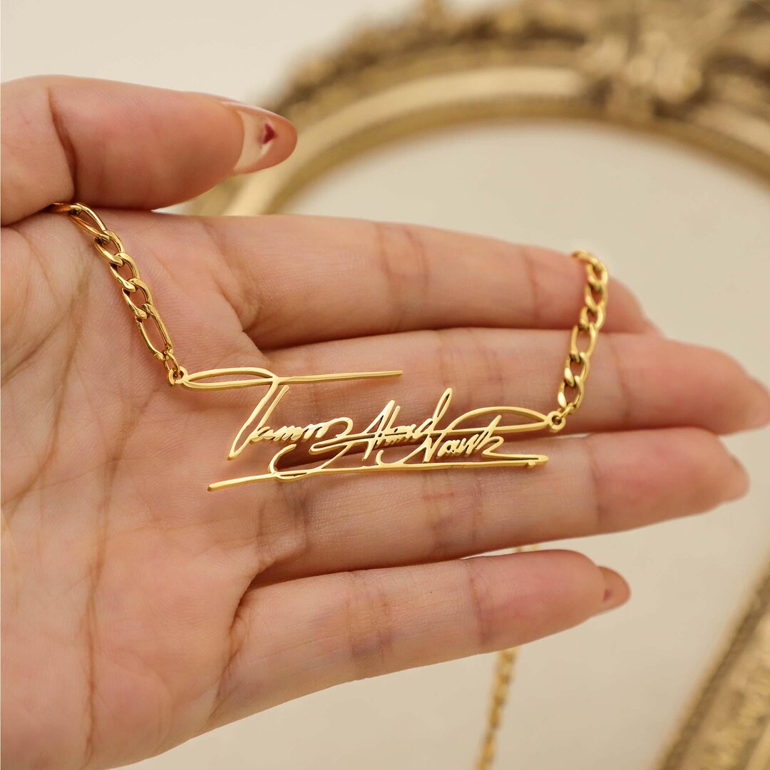 Custom Memorial Signature Necklace, Personalized Handwriting Necklace ...