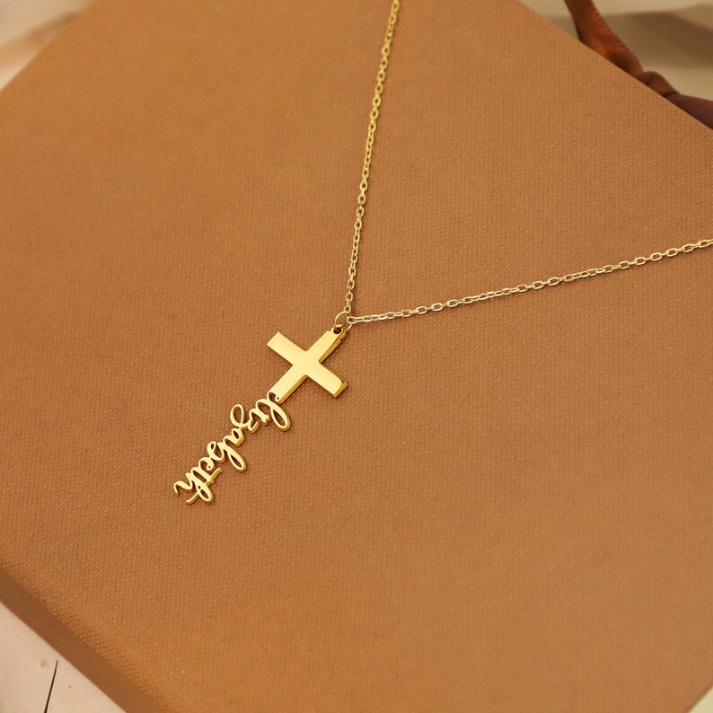 Minimalist Gold Cross Necklace, Modern Cross Necklace, Cross Pendant ...