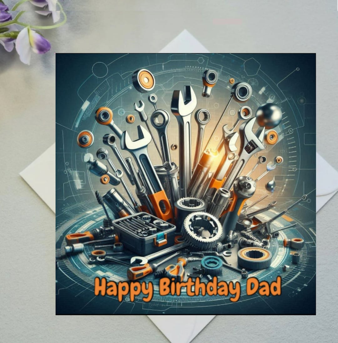 Personalised Birthday Card for Men Car Mechanic Tools Card for Dad ...