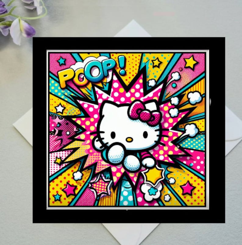 Hello Kitty Pop Art Style Personalised Card Birthday Card Birthday ...