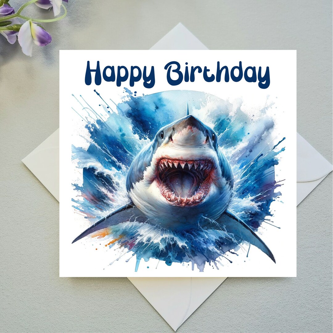 Shark Birthday Card Birthday Card Birthday Inspired Unofficial Jaws ...