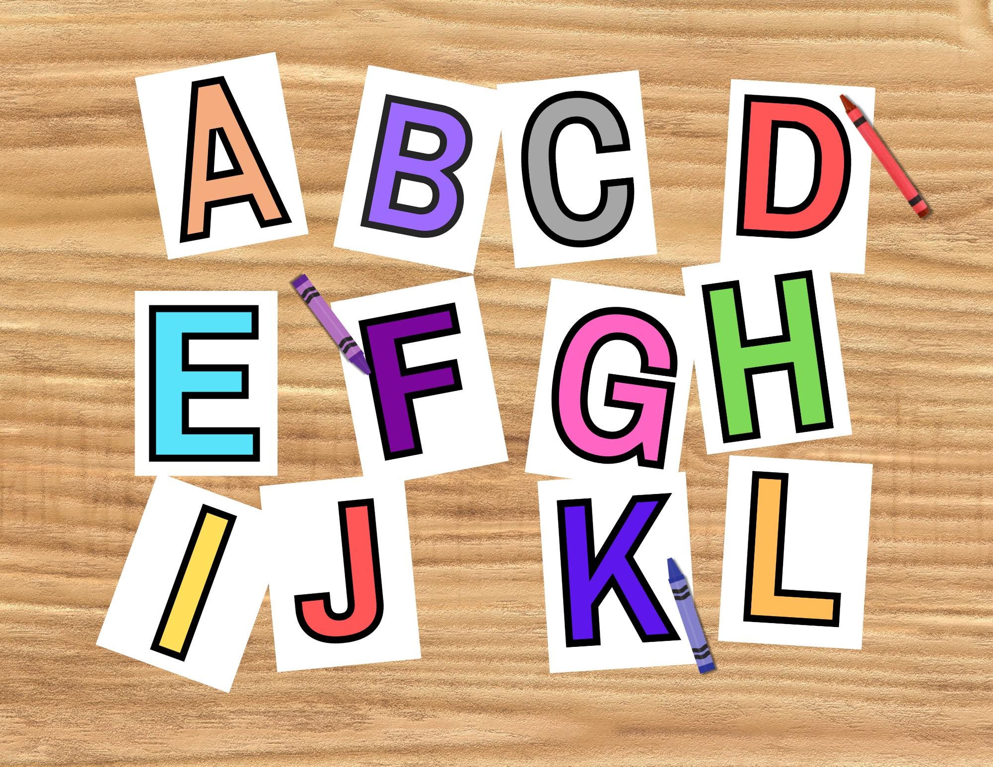 ABC Coloring Flashcards,large Alphabet Color Flashcards,kids Learning ...