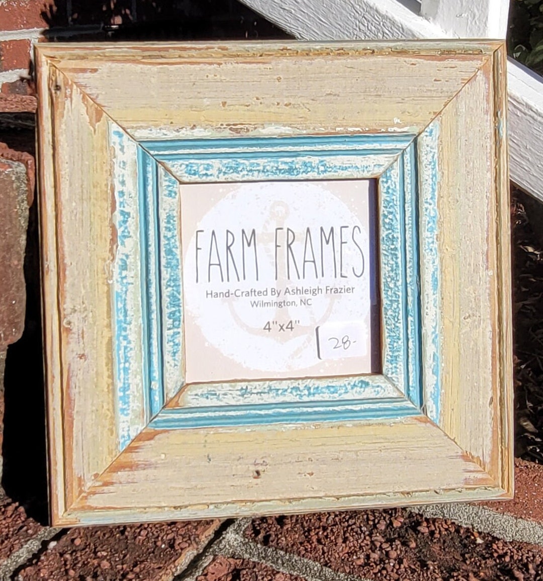 4 X 4 FUNKY Blue Old Vintage Wood Picture Frame - Etsy