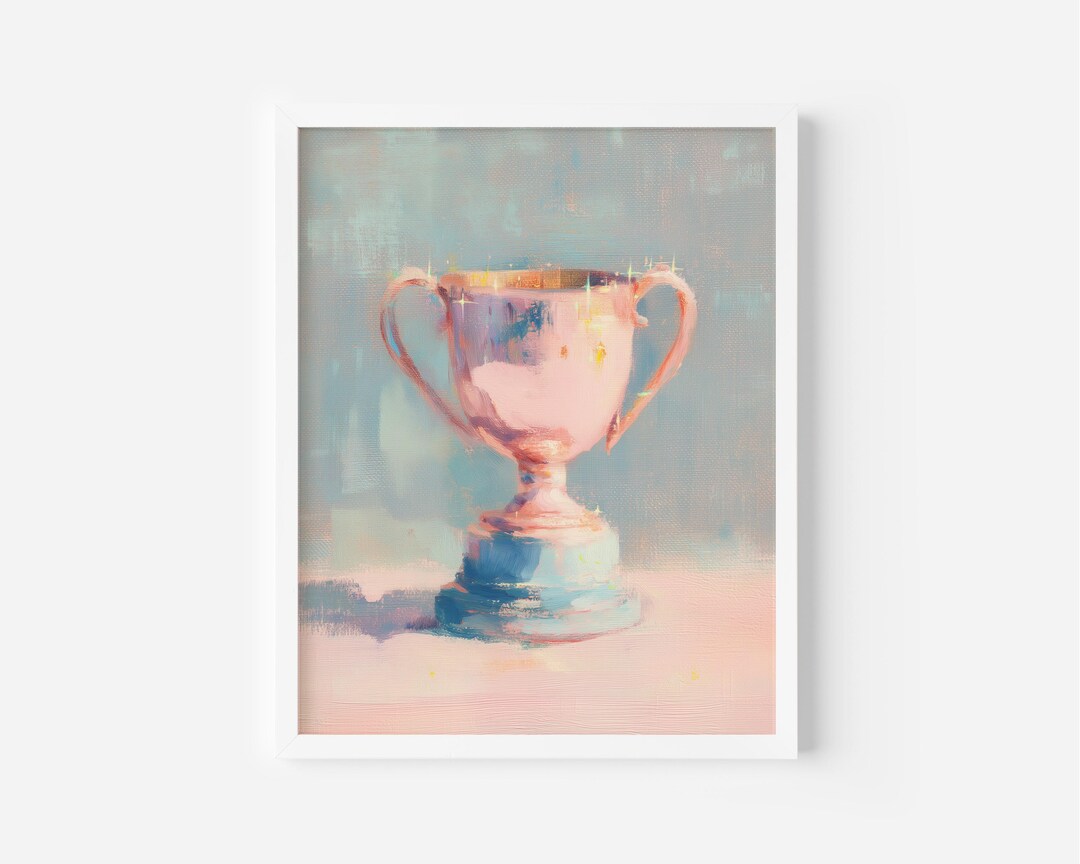 Pastel Trophy Print – Kids Wall Art, Soft Aqua & Blush Decor, Sports ...
