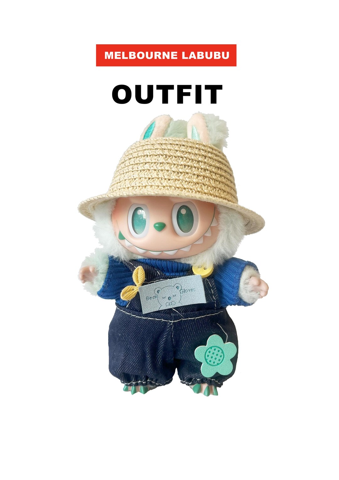 Labubu Outfit | Cottagecore Garden Set (straw Hat + Embroidered Top ...