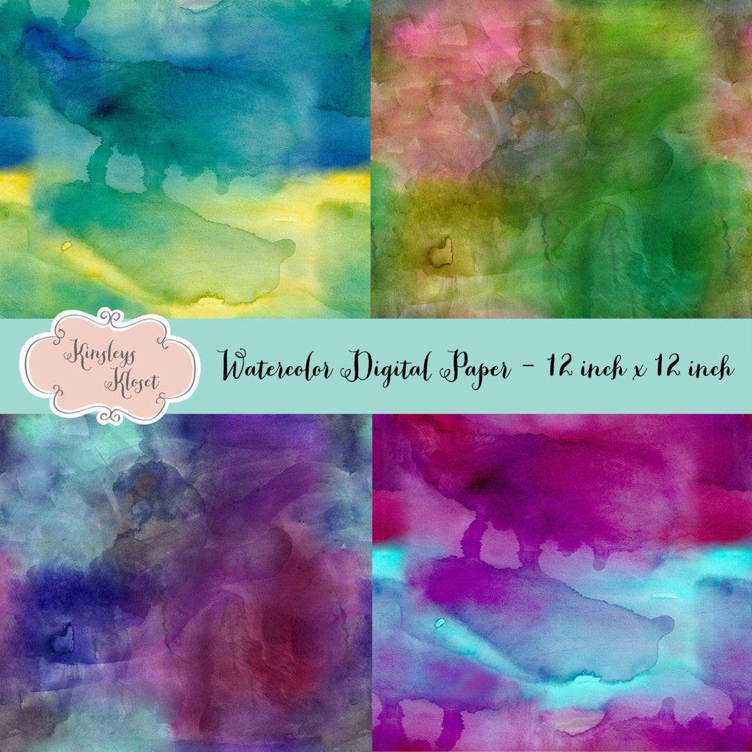 Watercolor Digital Paper: "watercolor Paper" With Rainbow Colored ...