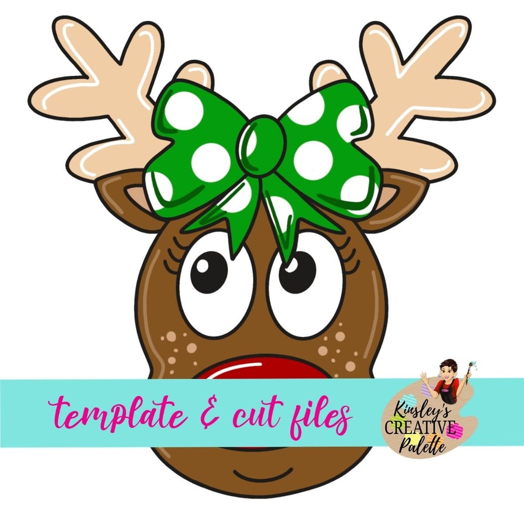 Reindeer female Door Hanger Template downloadable cut Files Template ...