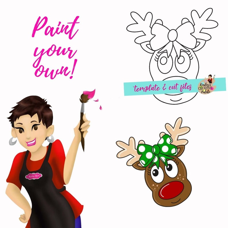 Reindeer female Door Hanger Template downloadable cut - Etsy