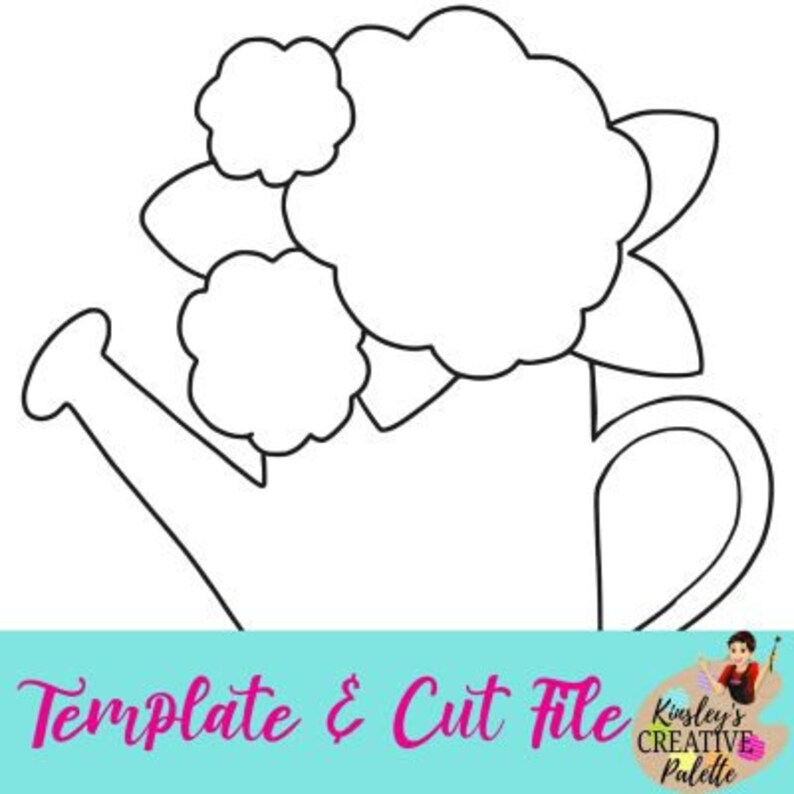 Watering Can With Flowers Door Hanger Template Template | Etsy