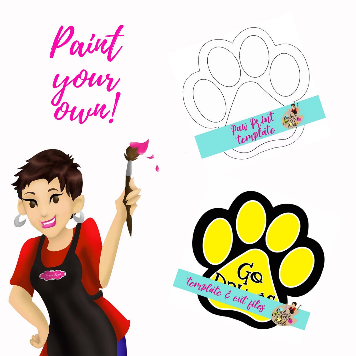 Paw Print Door Hanger Template (downloadable) -cut Files Template ...