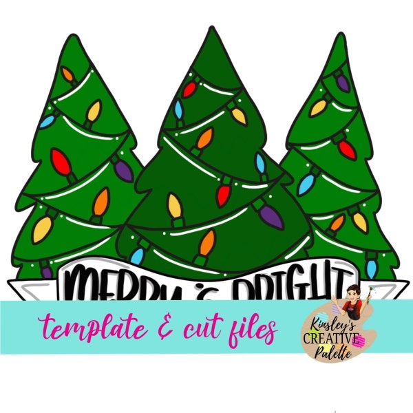 Christmas Tree With Lights Door Hanger Template Etsy
