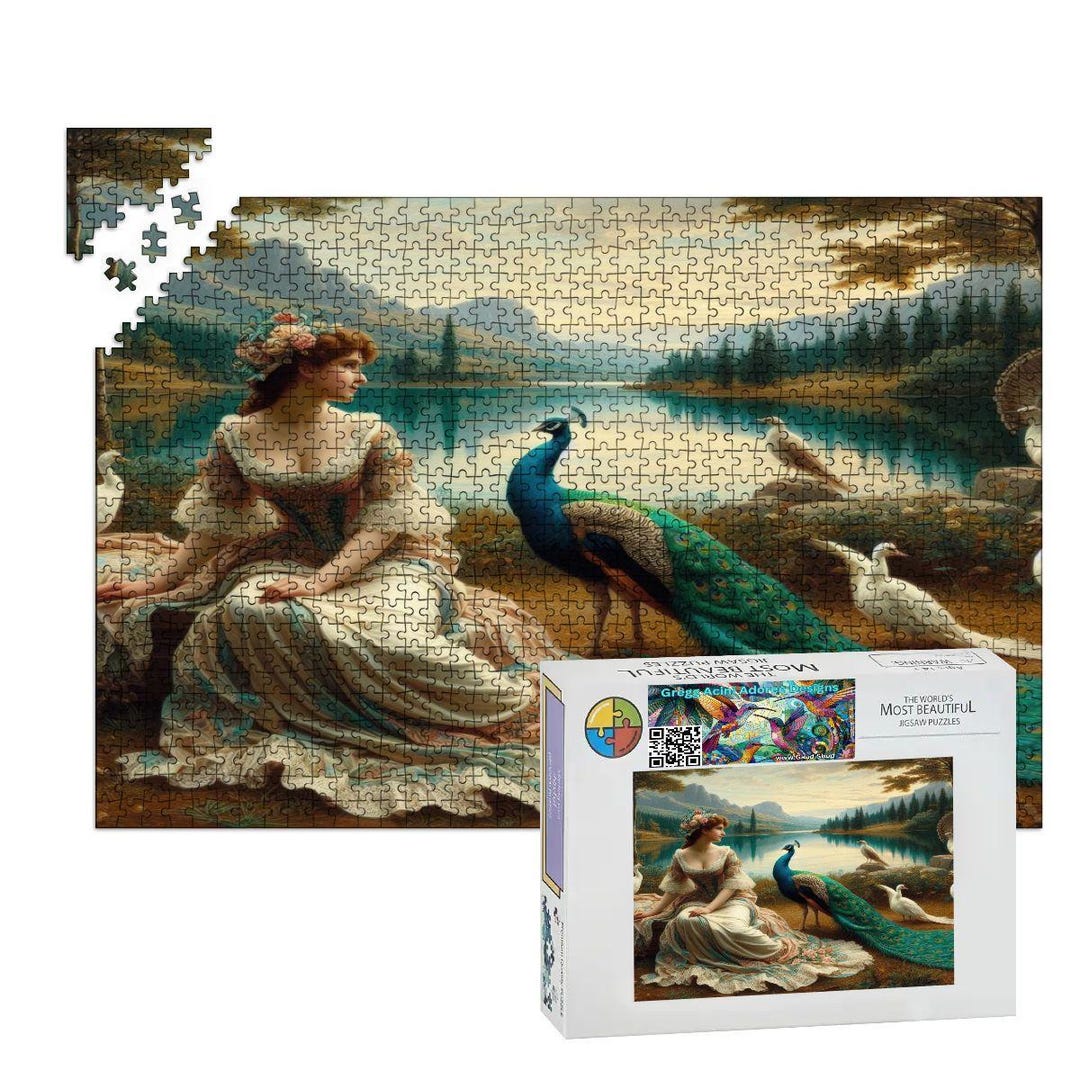 Portrait of a Lady and a Peacock Wooden Jigsaw Puzzles 1000 Pcs - Etsy