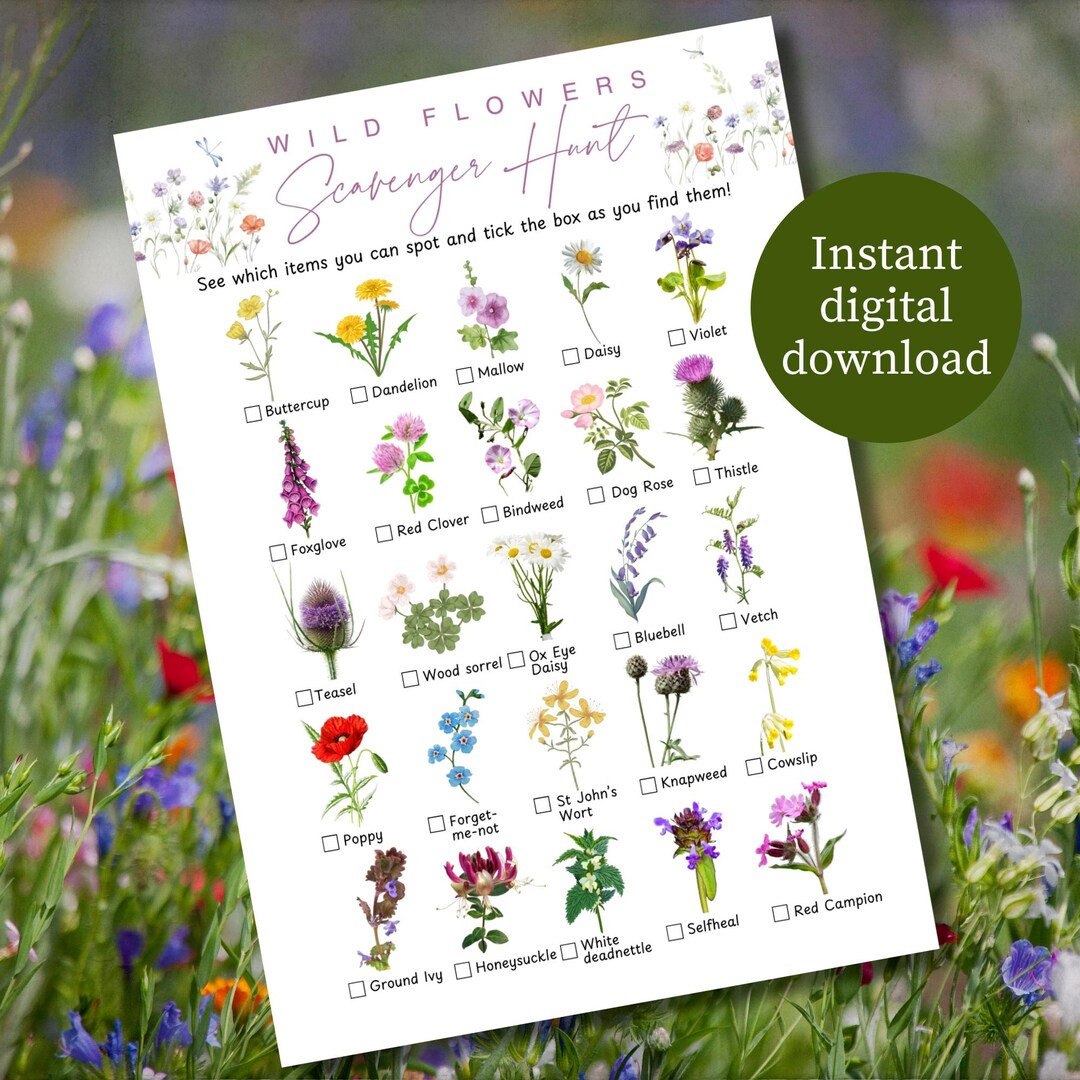 Wild Flower Scavenger Hunt, Printable Outdoor Activities for Children ...