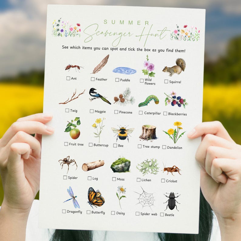 Summer Scavenger Hunt, Printable Outdoor Walk Activities for Children ...