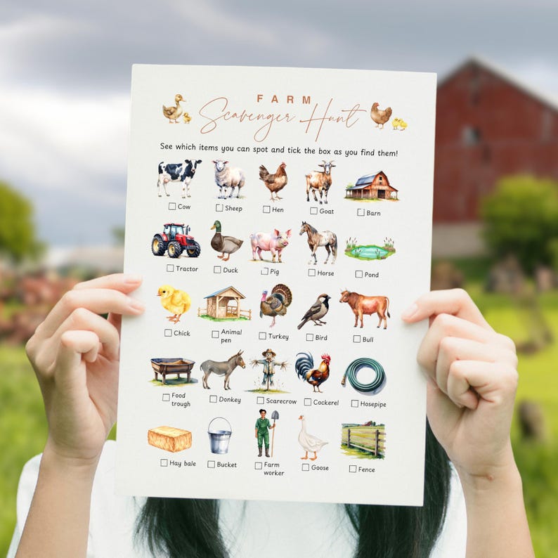 Farm Trip Scavenger Hunt, Printable Outdoor Walk Activities for ...