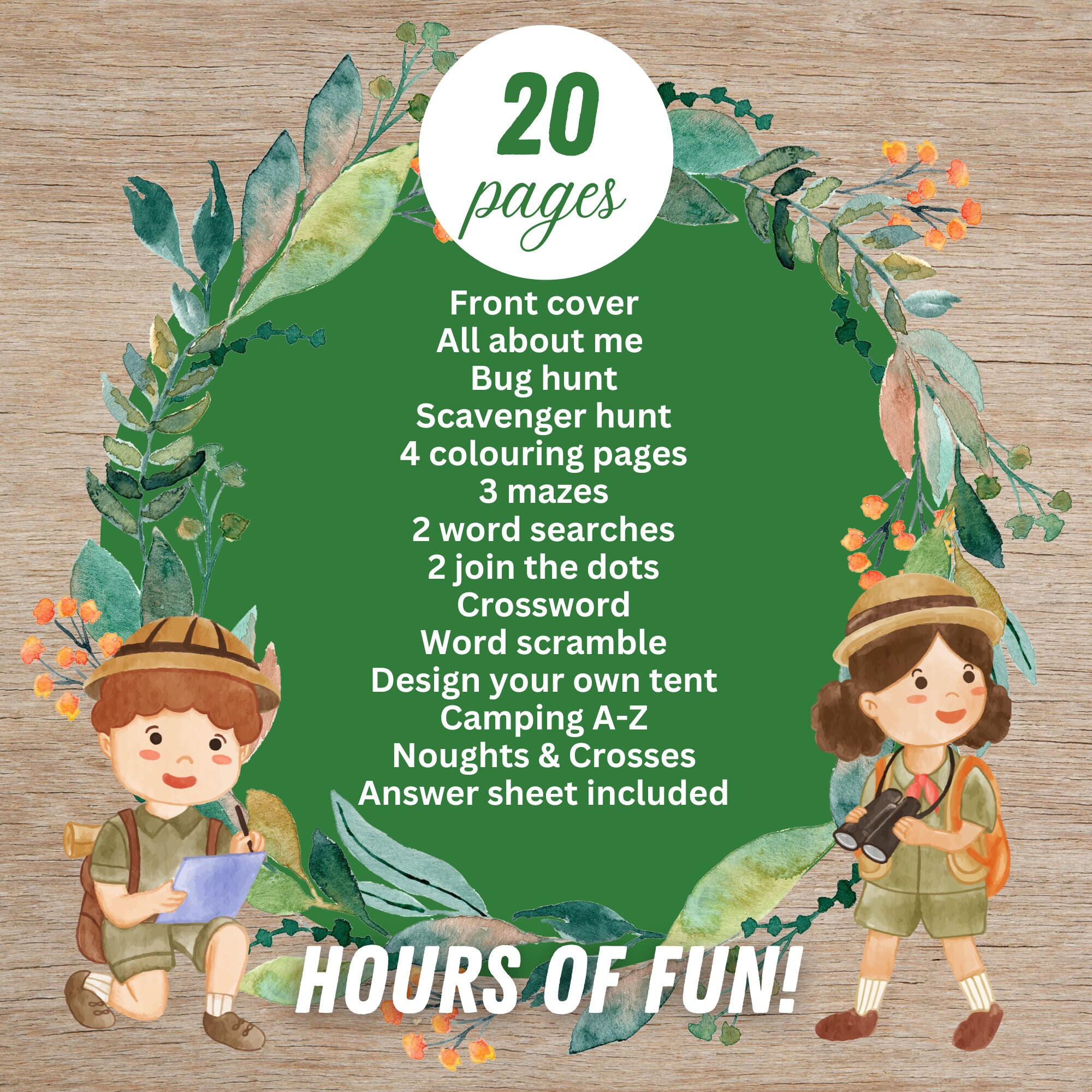 Camping Activity Pack for Kids UK A4 | Digital Download Childrens ...