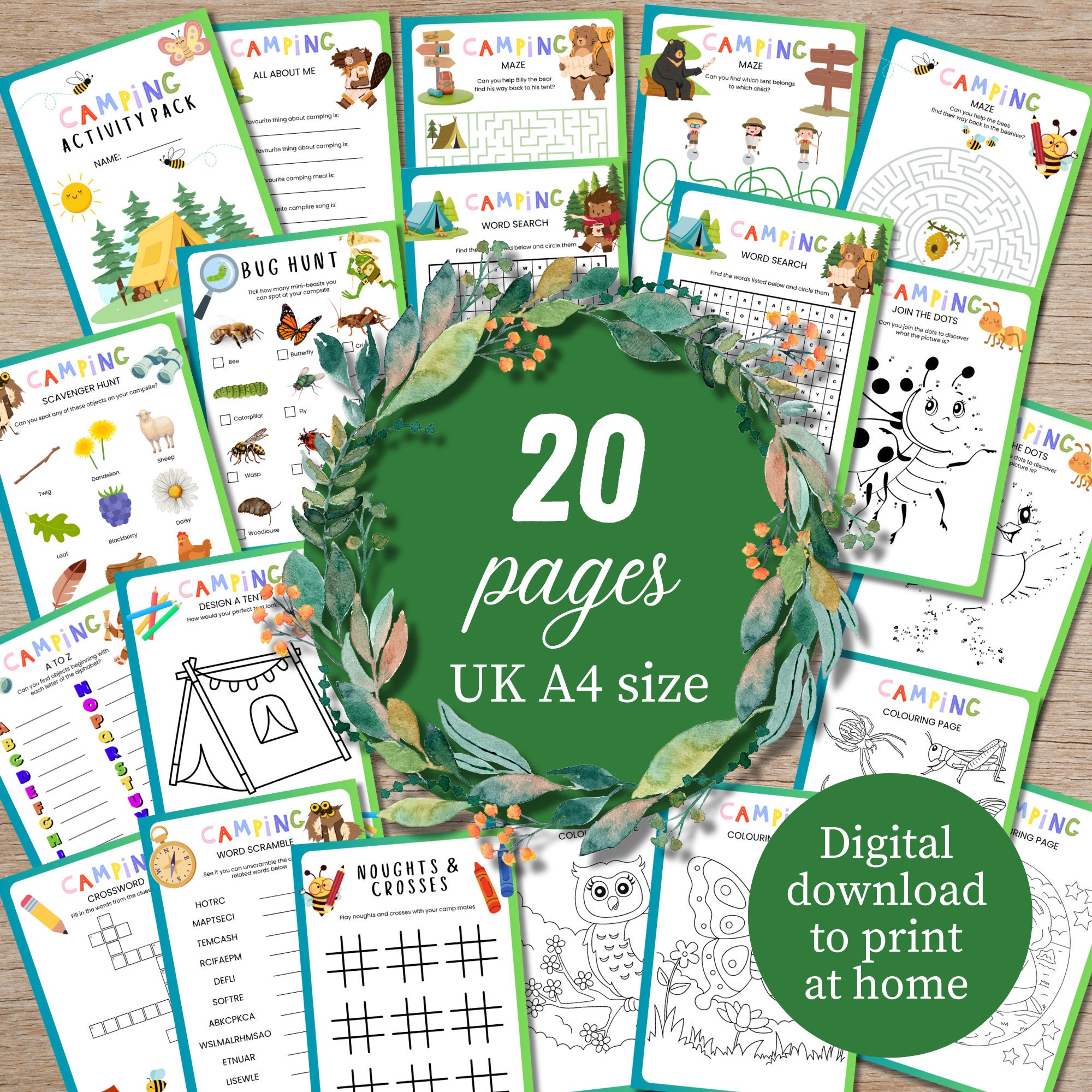 Camping Activity Pack for Kids UK A4 | Digital Download Childrens ...