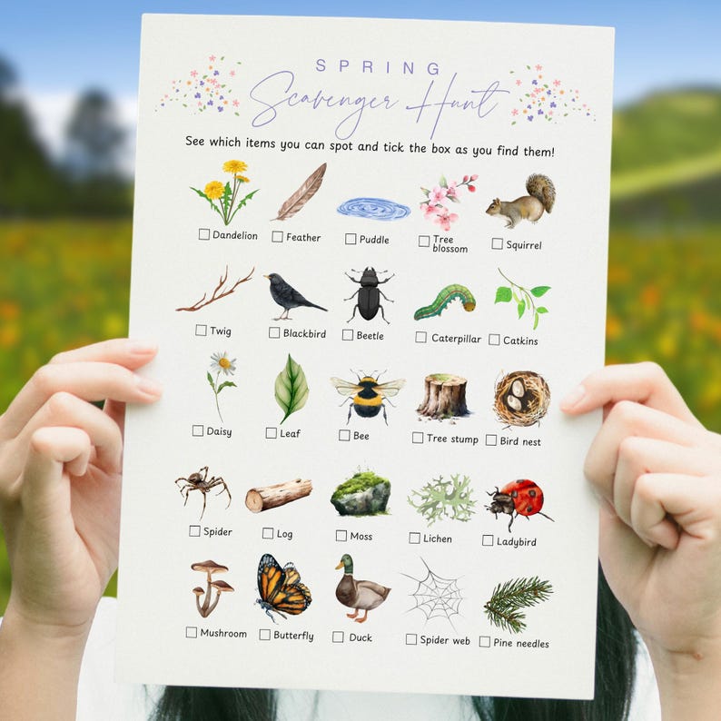Spring Scavenger Hunt, Printable Outdoor Walk Activities for Children ...