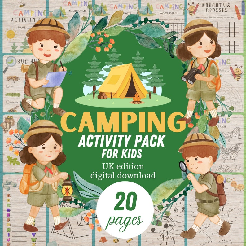 Camping Activity Pack for Kids UK A4 | Digital Download Childrens ...