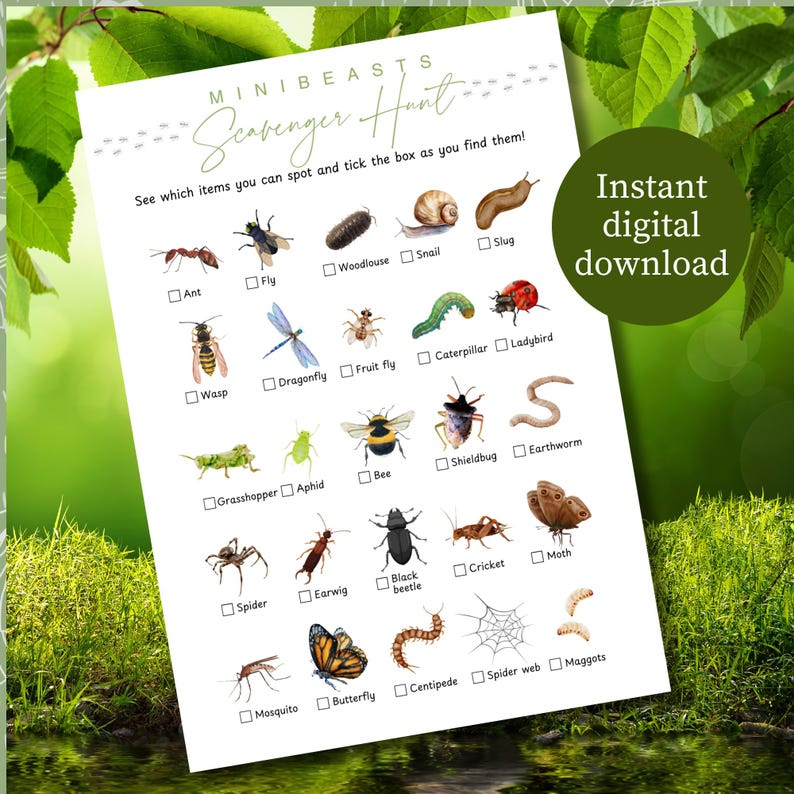 Minibeast Bug Scavenger Hunt, Printable Outdoor Walk Activities for ...