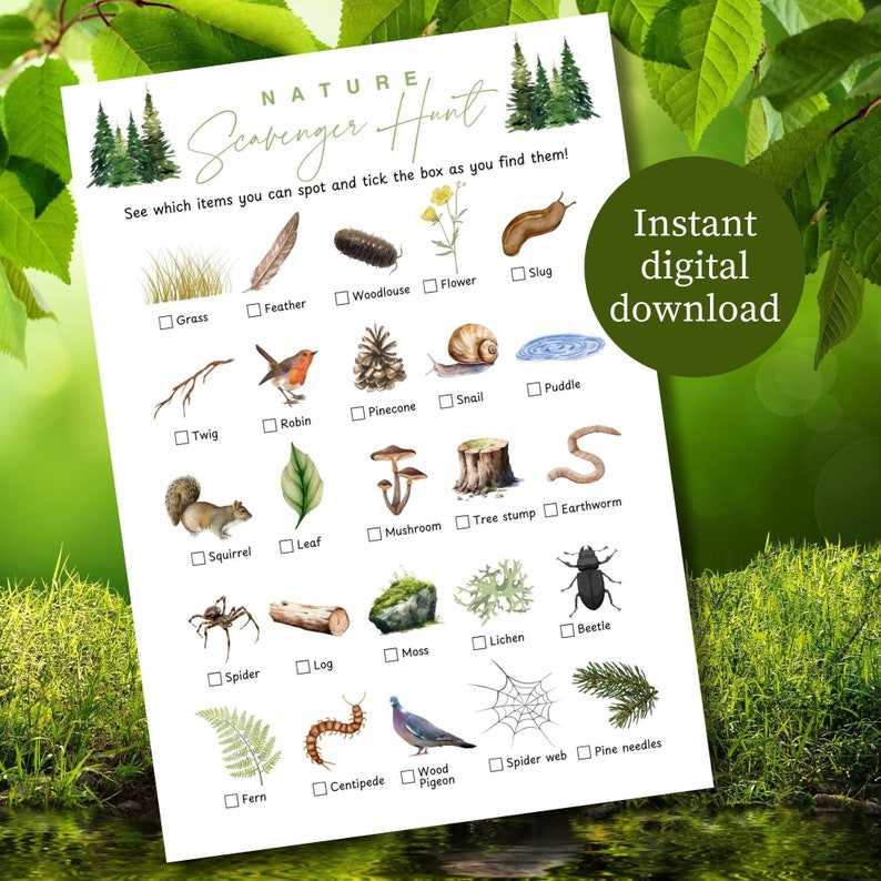 Nature Scavenger Hunt, Printable Outdoor Walk Activities for Children ...