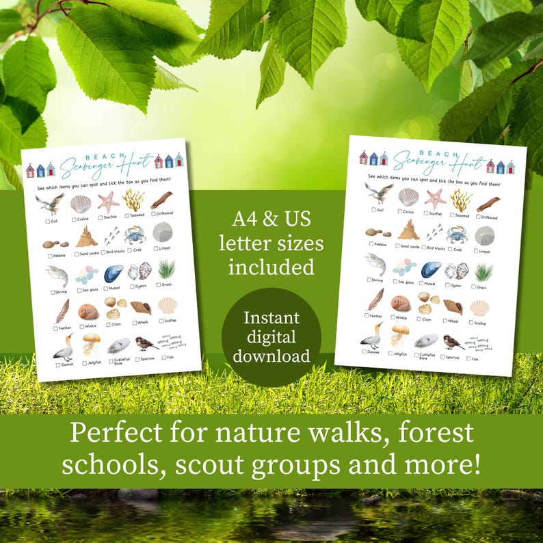 Seaside Beach Scavenger Hunt, Printable Outdoor Walk Activities for ...