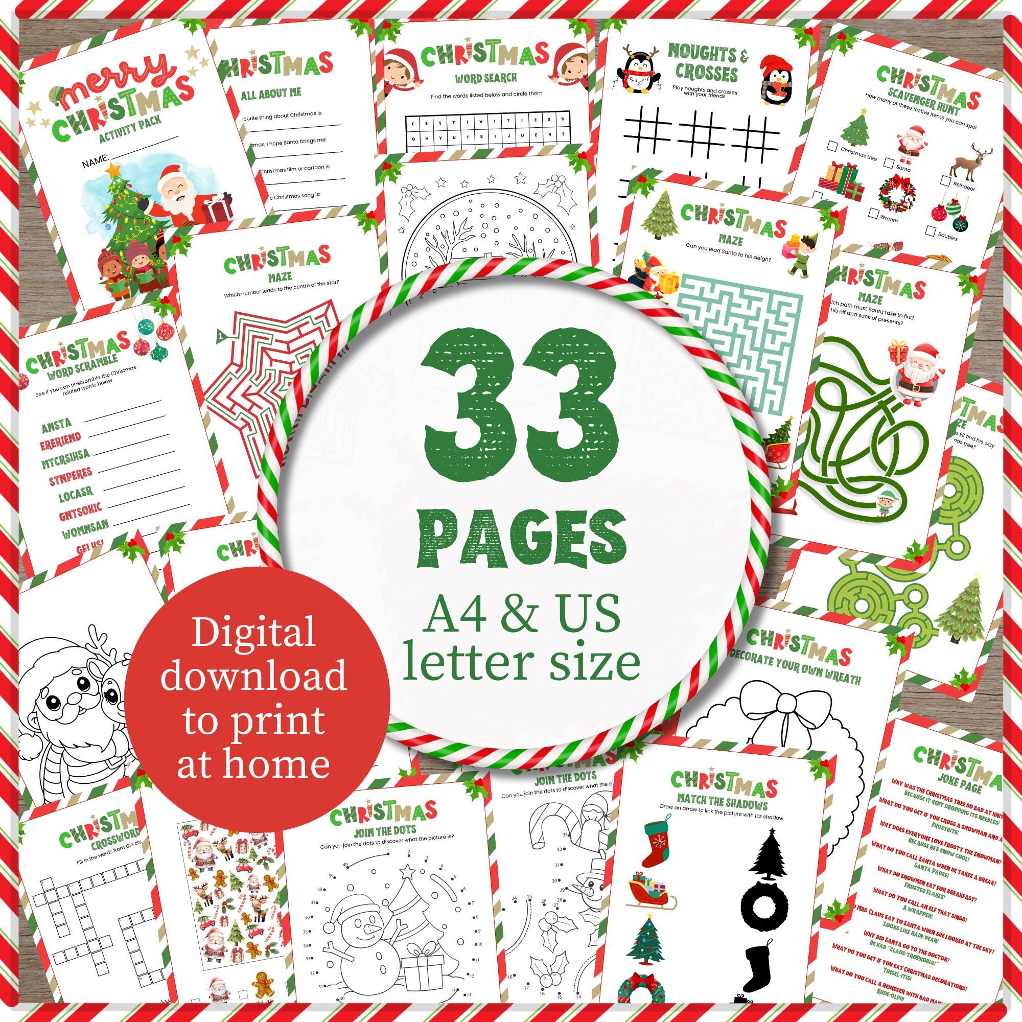 Kids Christmas Activity Pack, Printable Activities Sheets, Word Search ...