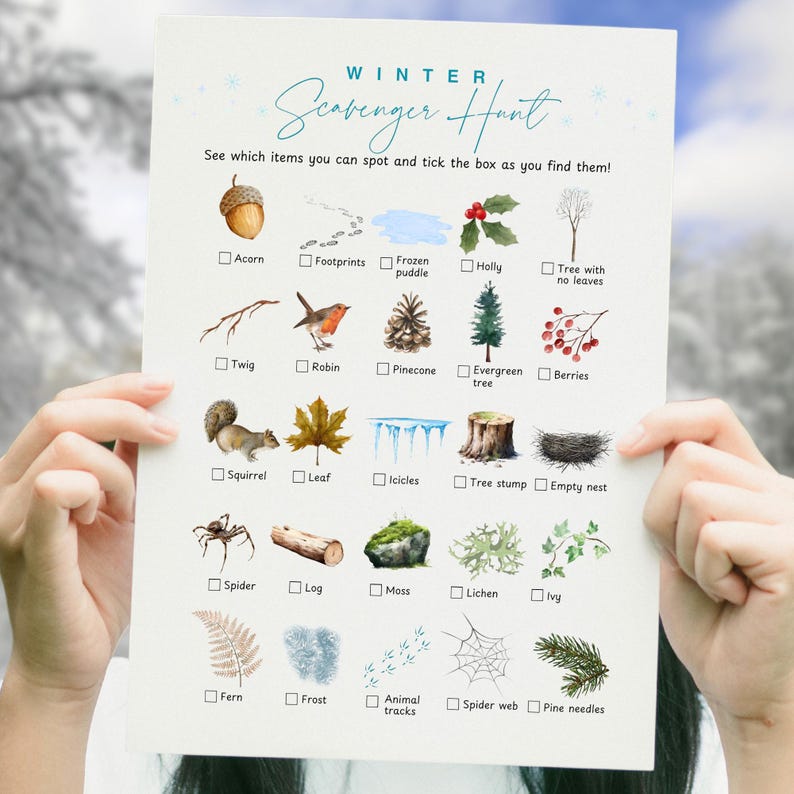 Winter Scavenger Hunt, Printable Outdoor Walk Activities for Children ...