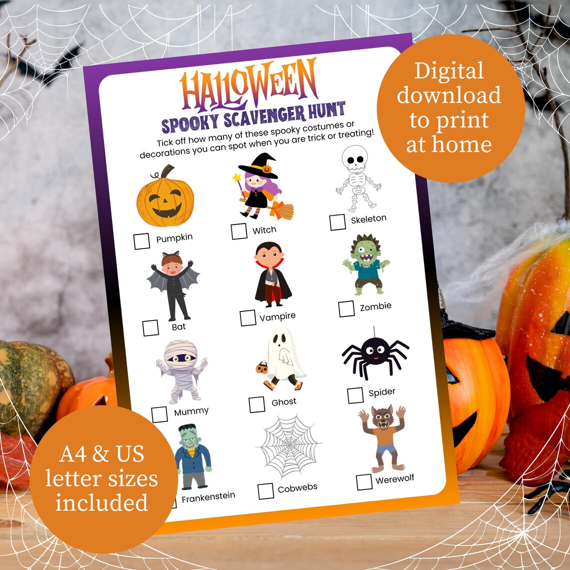 Halloween Scavenger Hunt for Kids | Fun Printable Activities | Digital ...