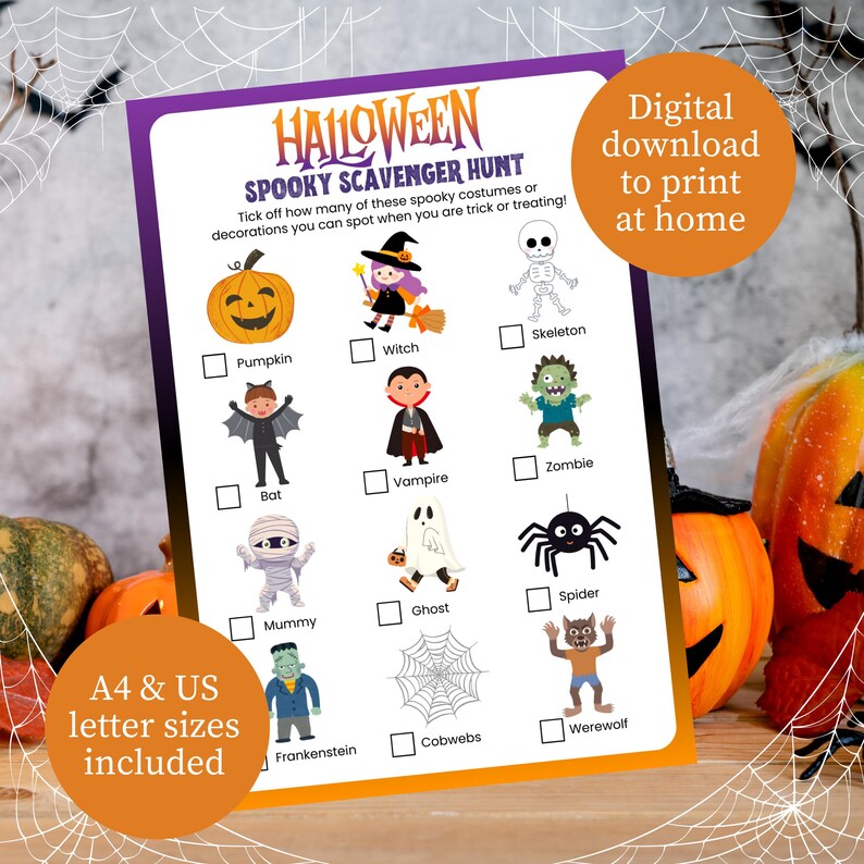 Halloween Scavenger Hunt for Kids | Fun Printable Activities | Digital ...