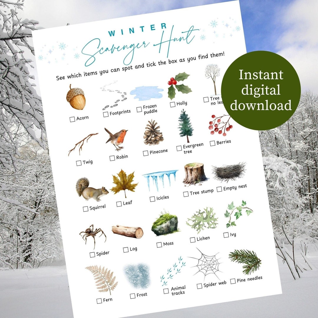 Winter Scavenger Hunt, Printable Outdoor Walk Activities for Children ...