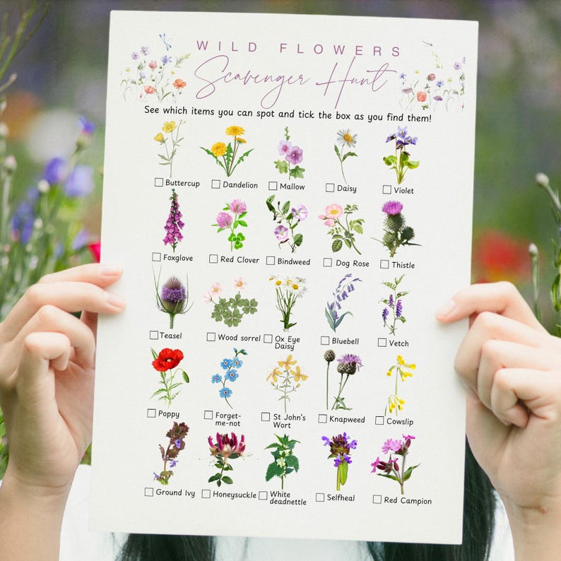 Wild Flower Scavenger Hunt, Printable Outdoor Activities for Children ...