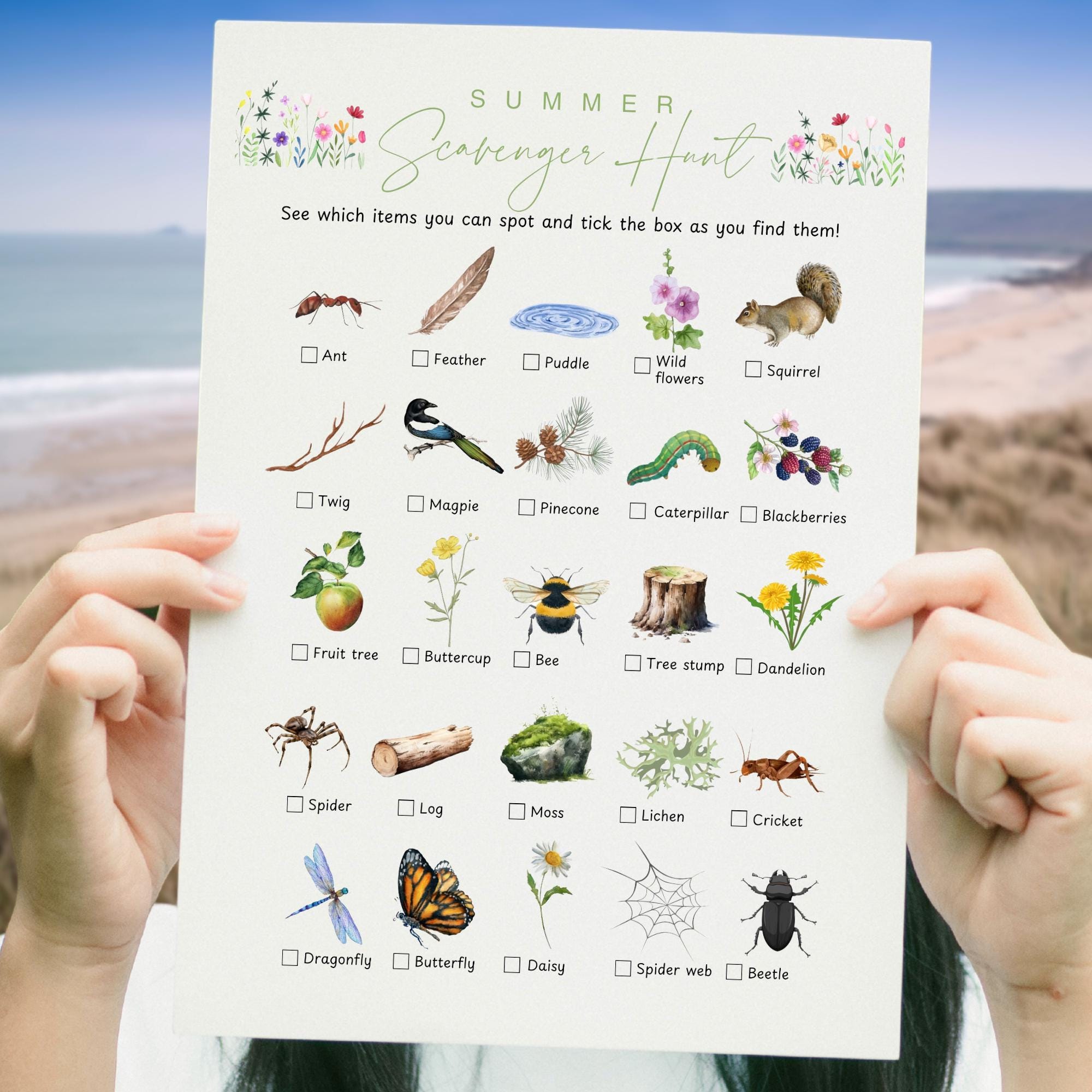 Seaside Beach Scavenger Hunt, Printable Outdoor Walk Activities for ...
