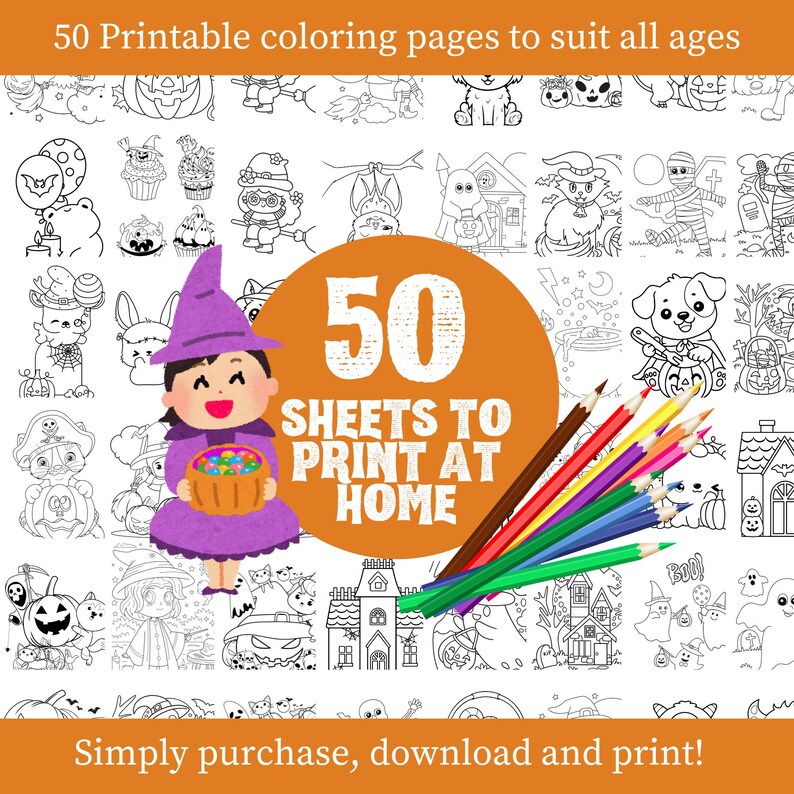 50 Printable Halloween Coloring Pages for Kids | Kawaii Cute Fun ...