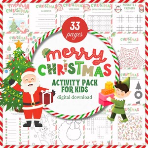 Kids Christmas Activity Pack, Printable Activities Sheets, Word Search ...