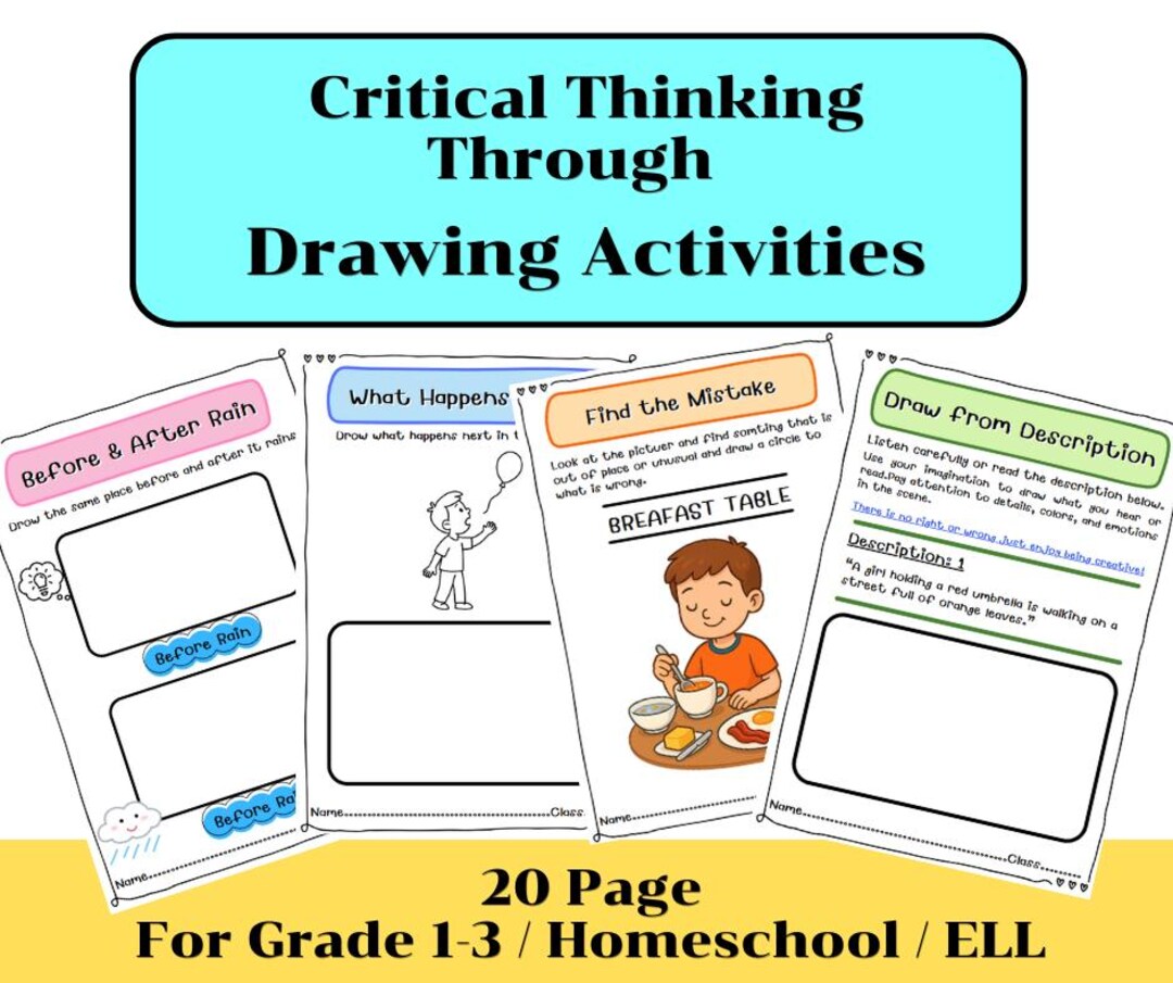 Draw & Think Worksheets - Etsy