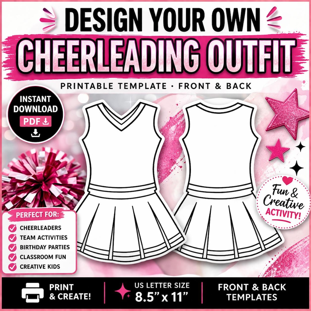 Design Your Own Cheerleading Outfit Printable | Front and Back Template ...