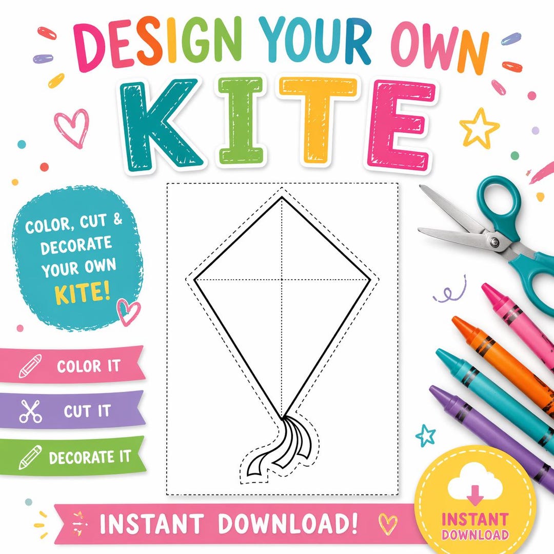 Design Your Own Kite Printable | Kids Craft Activity | Color Cut and ...