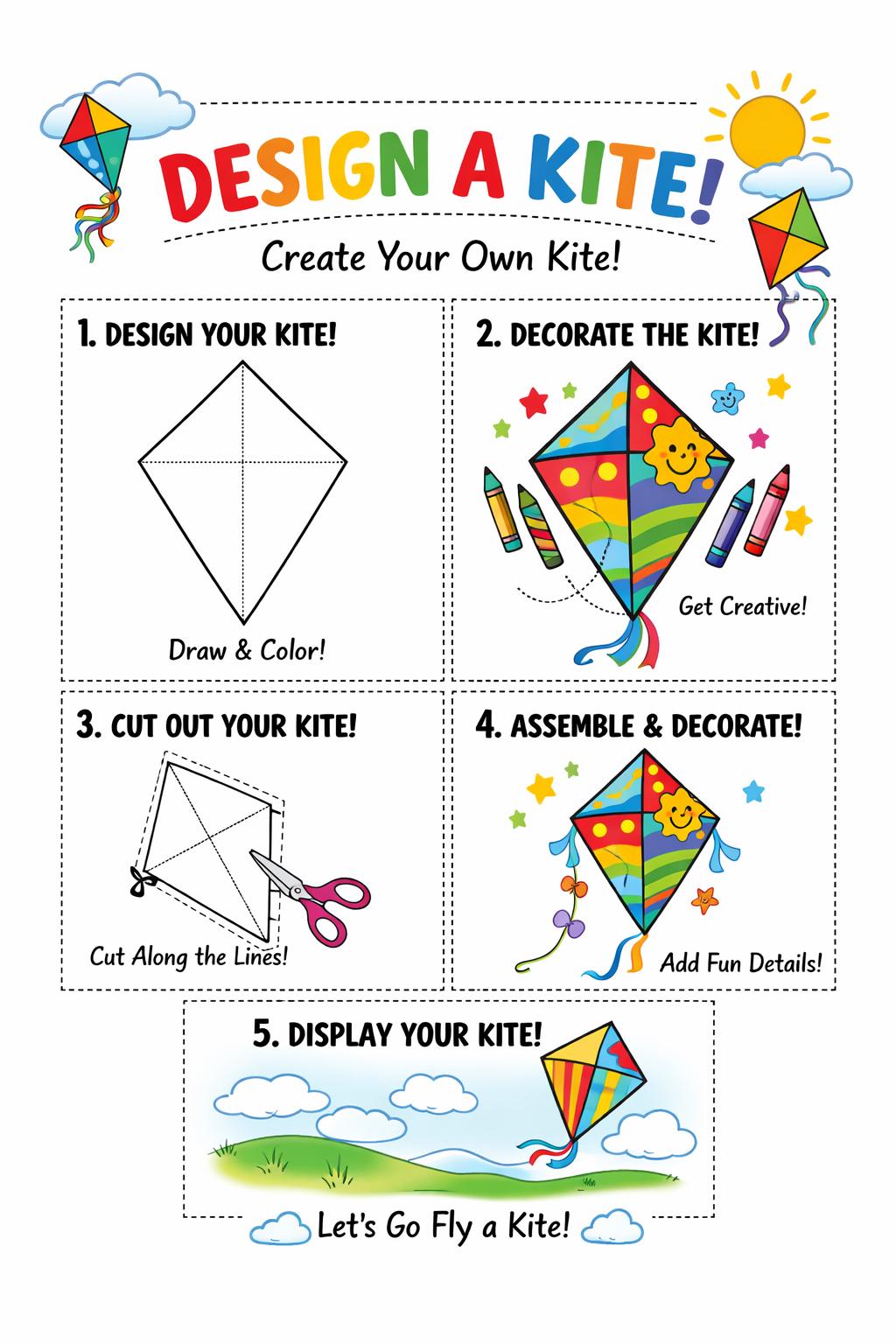 Design Your Own Kite Printable | Kids Craft Activity | Color Cut and ...