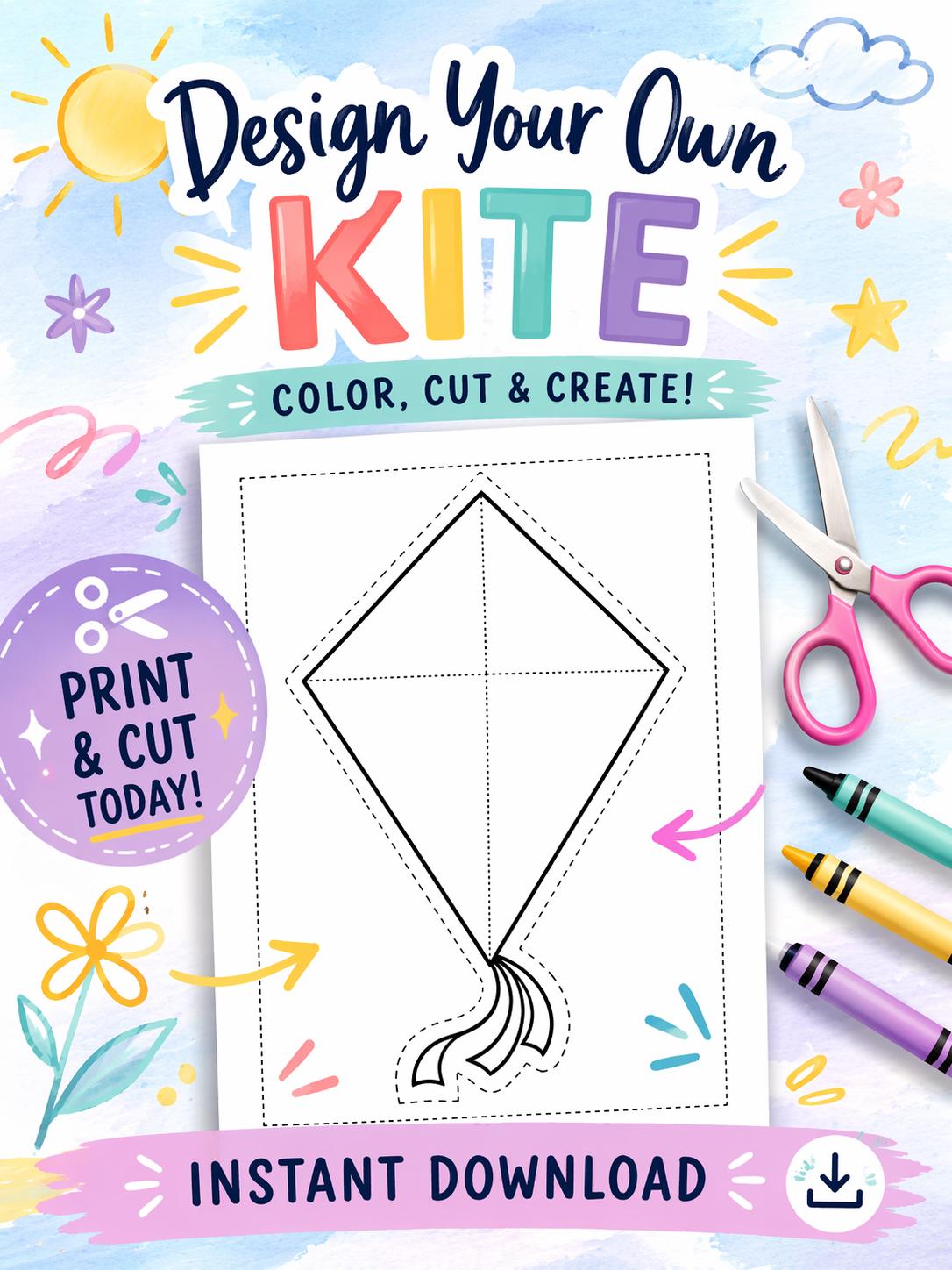 Design Your Own Kite Printable | Kids Craft Activity | Color Cut and ...