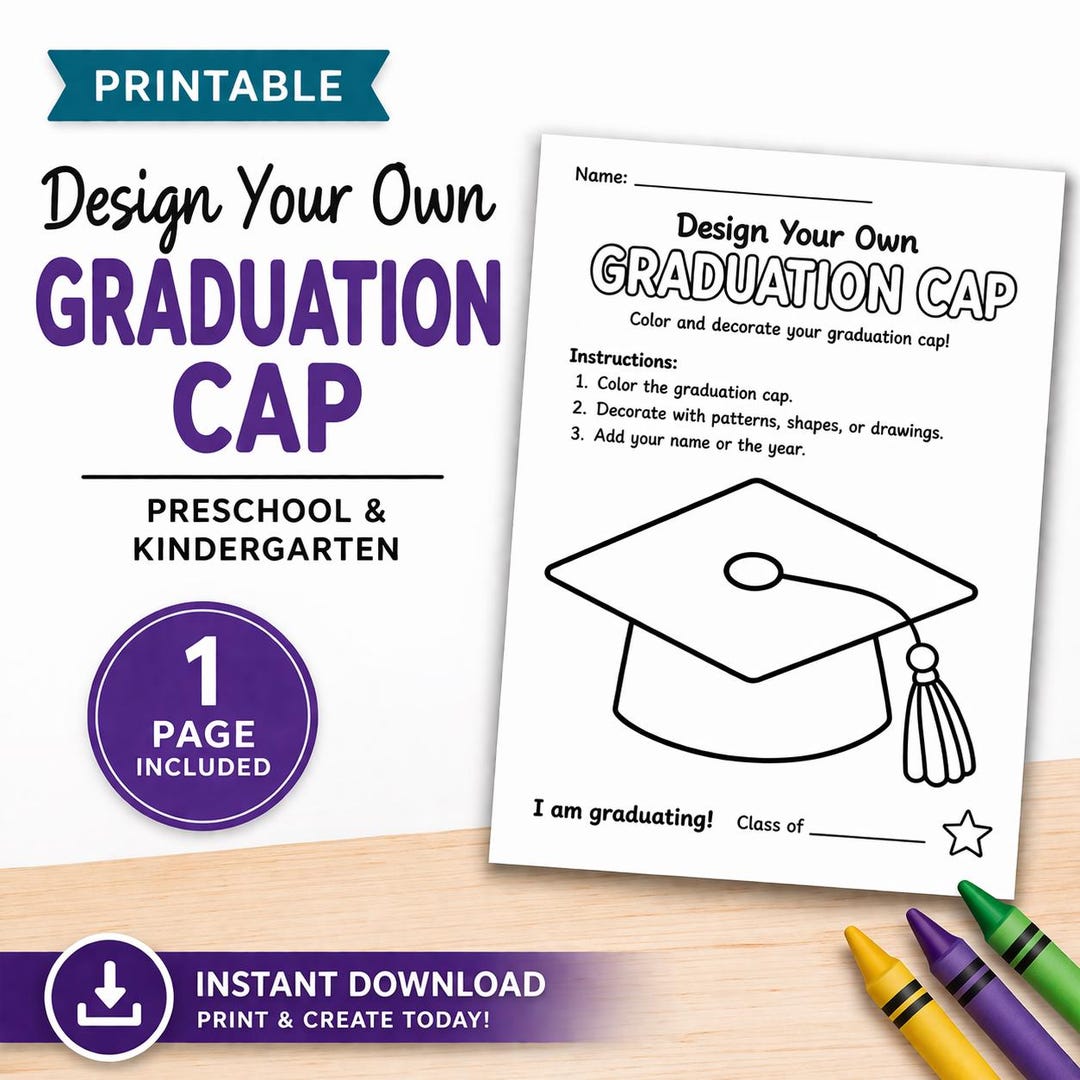 Design Your Own Graduation Cap Printable, Preschool Graduation Activity ...