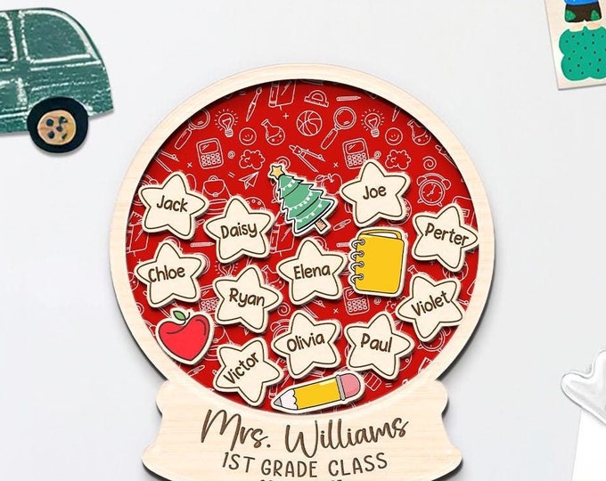 Personalized Class Christmas Tree Ornament Teacher Gift Wood Ornament ...