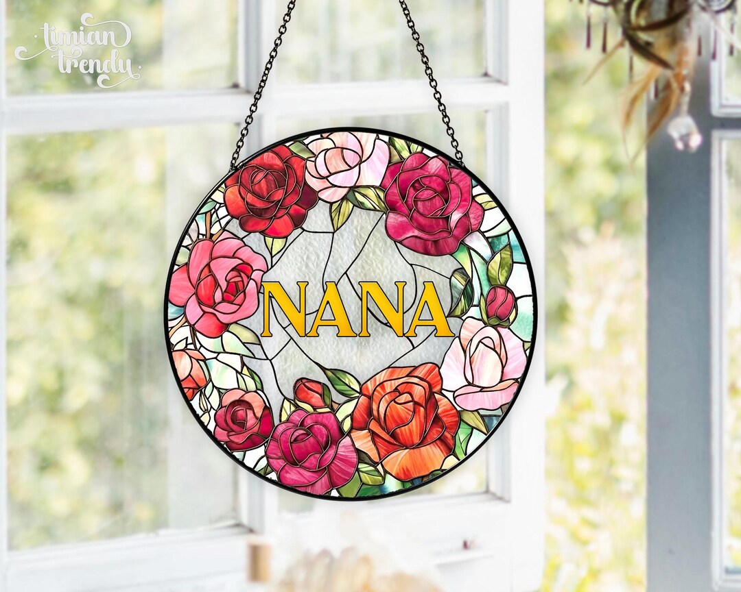 Personalized Nana Glass Suncatcher, Gift for Grandma Nana Mimi, Custom ...
