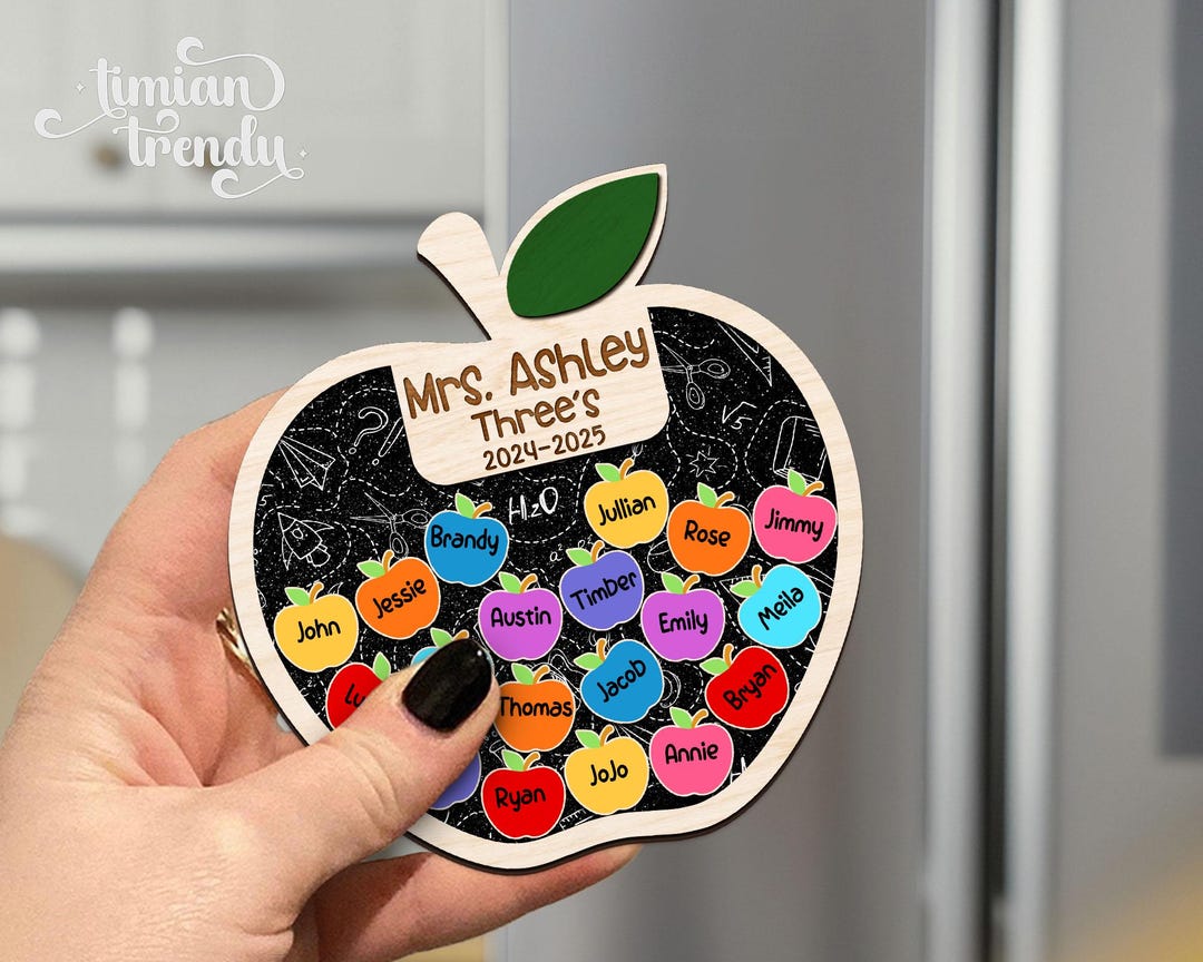 Personalized Teacher Apple Magnet, Custom Teacher Shaker Magnet ...