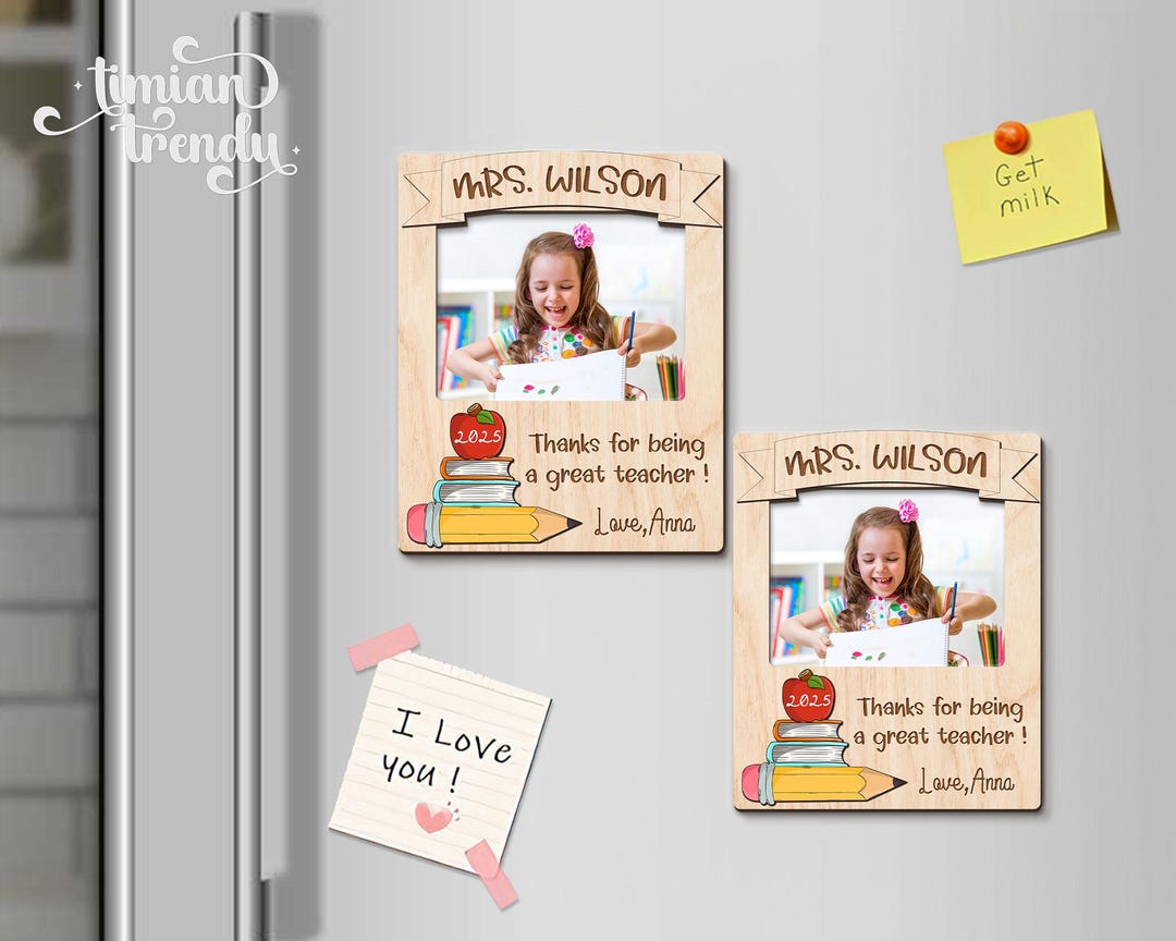 Personalized Teacher Name Fridge Magnet, Custom Photo Magnet, Teacher ...