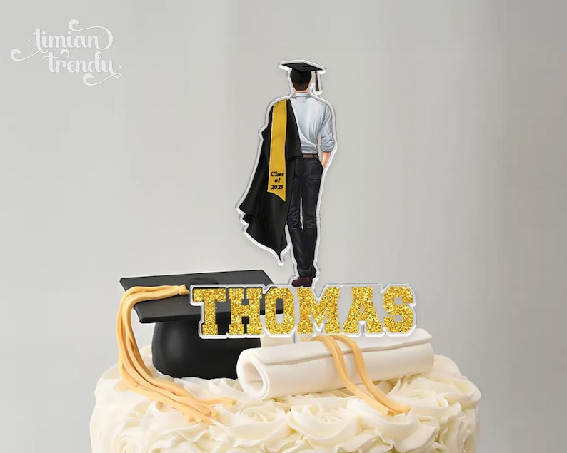 Personalized Graduation Cake Topper, Boys Class of 2025 Cake Topper ...