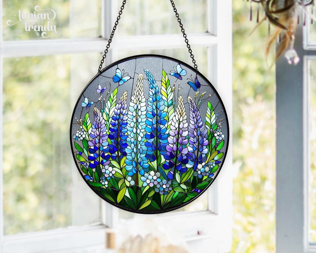 Texas Bluebonnet Stained Glass, Wildflowers Glass Window Hangings, Wild ...