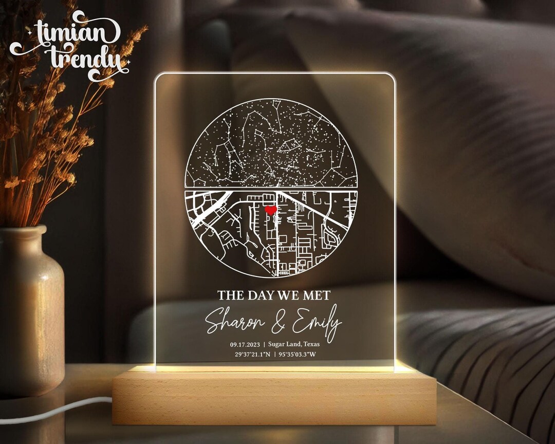Custom Couple Map Night Light, Where It All Began, Couple Our First ...